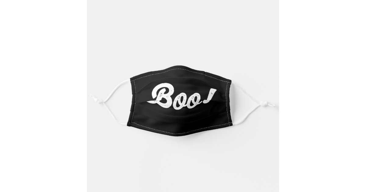 BOO! GHOSTLY ADULT CLOTH FACE MASK | Zazzle