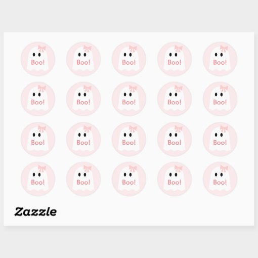 Boo! Halloween Ghost Girl Pink Classic Round Sticker | Zazzle