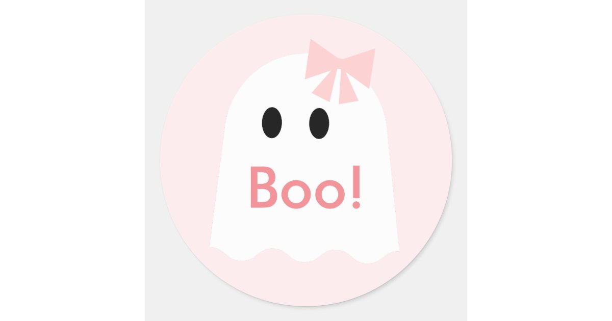 Boo! Halloween Ghost Girl Pink Classic Round Sticker | Zazzle