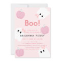 Boo! Halloween Ghost Girl Pumpkin Pink Birthday Invitation | Zazzle