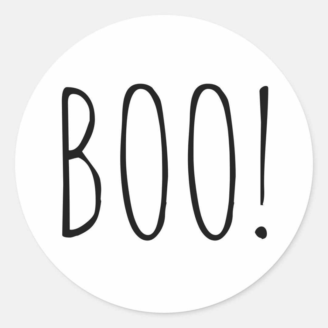 Boo! Halloween party. Black and white cute simple Classic Round Sticker ...