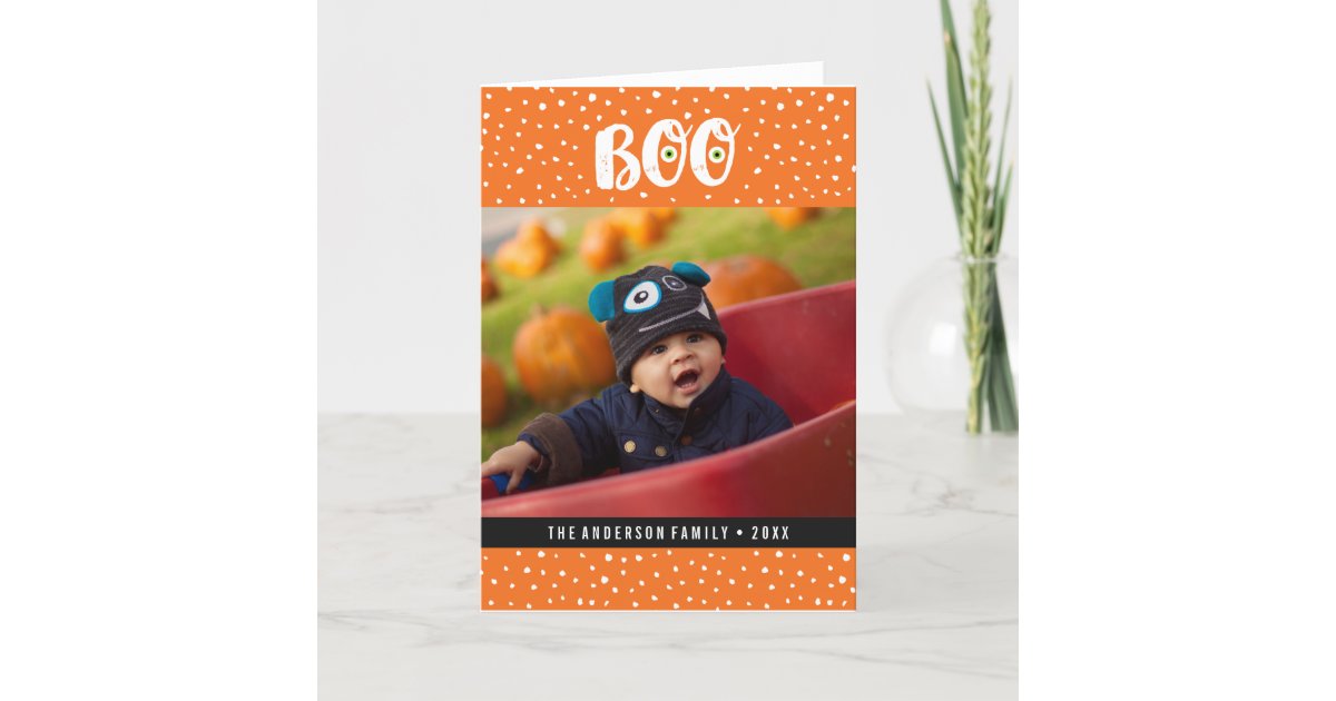 Boo Halloween Photo Greeting Card | Zazzle