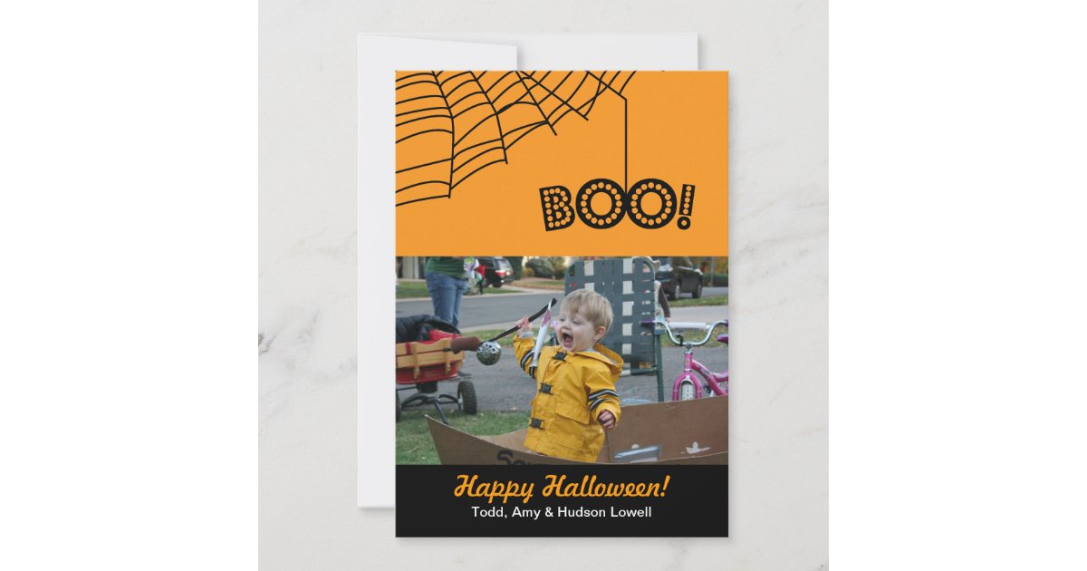 BOO! Happy Halloween Holiday Photo Card | Zazzle