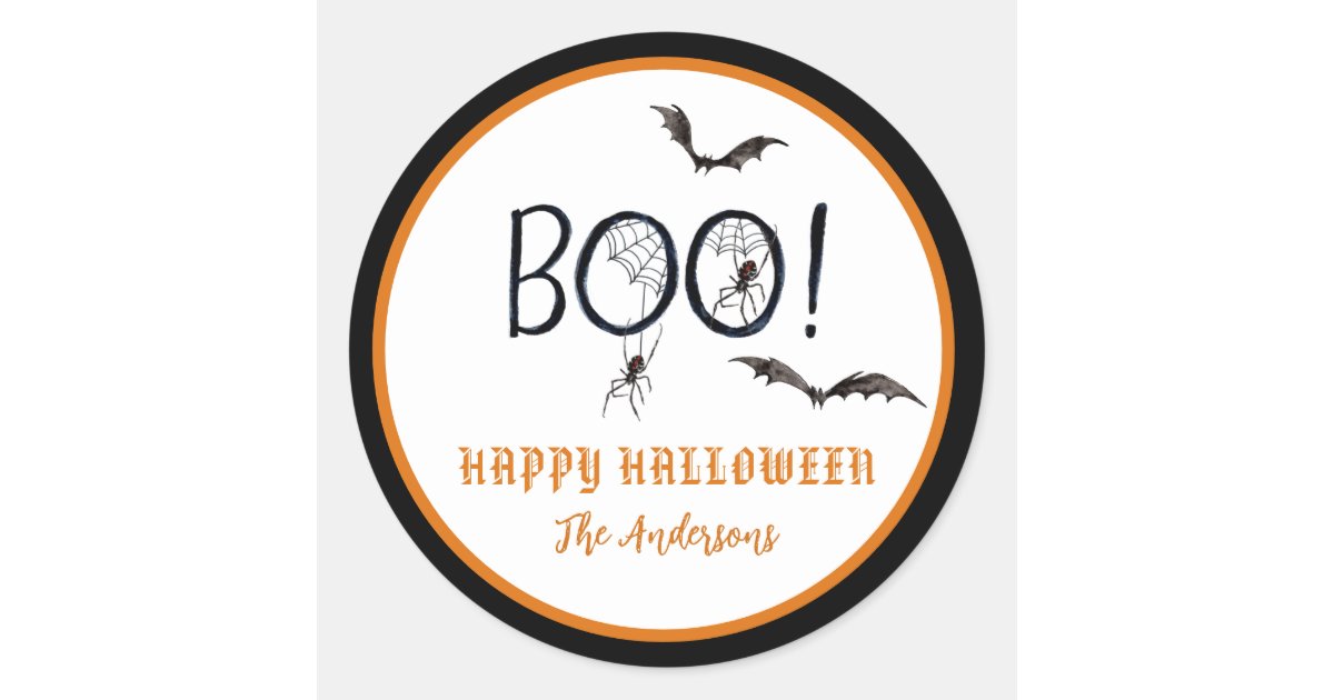 BOO Happy Halloween Treat Classic Round Sticker | Zazzle