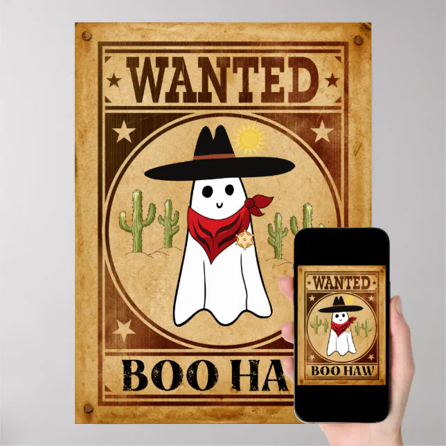 Boo Haw! Western Vintage Retro Cowboy Ghost Wanted Poster | Zazzle