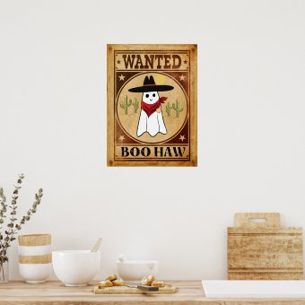 Boo Haw! Western Vintage Retro Cowboy Ghost Wanted Poster | Zazzle