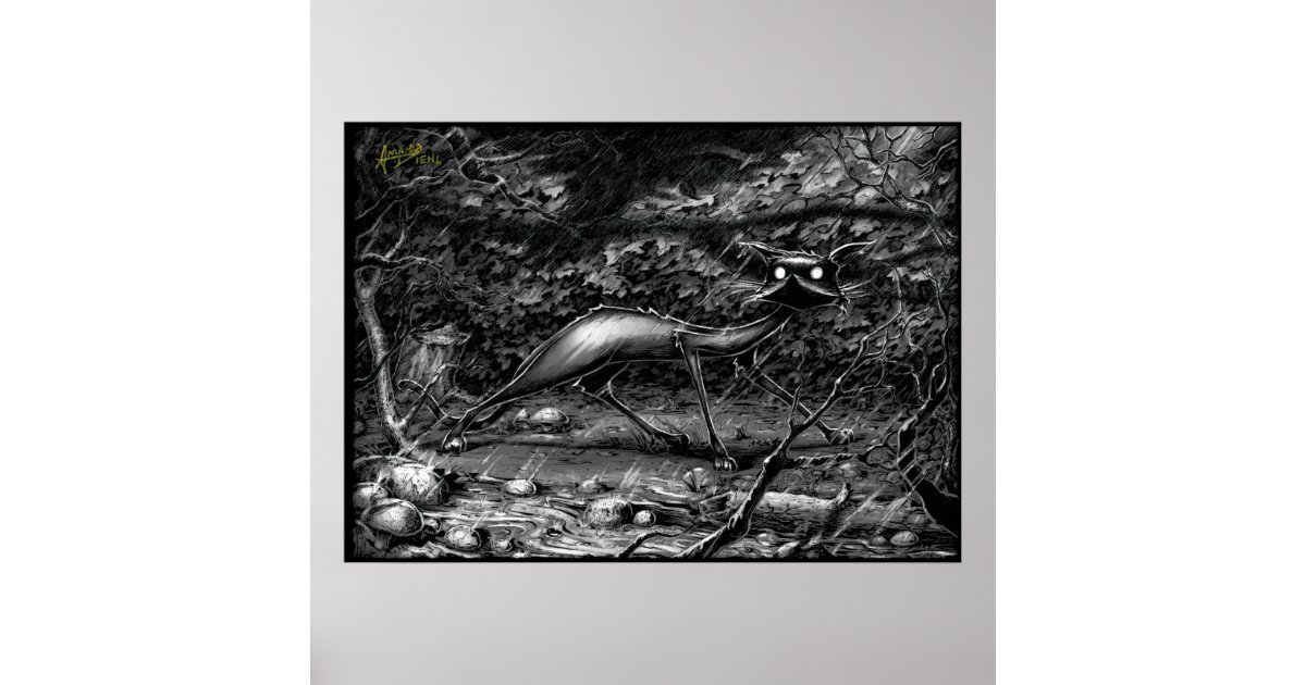 Boo Kitty Caught in a Lightning Storm Poster | Zazzle