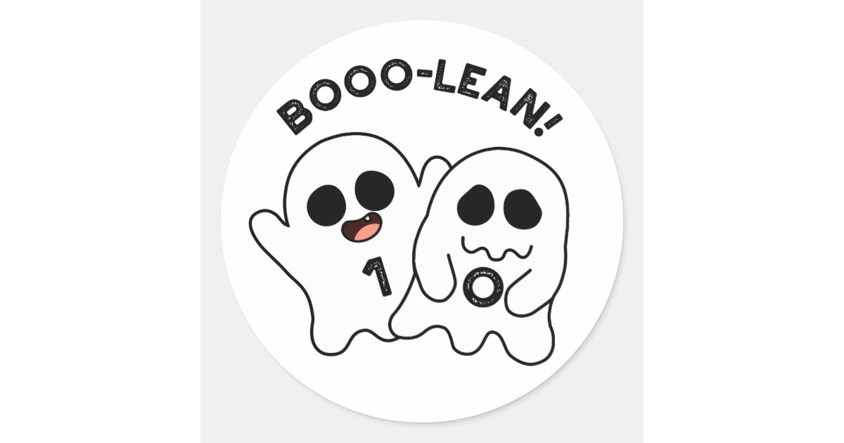 Boo-lean Funny Computer Ghost Boolean Pun Classic Round Sticker | Zazzle