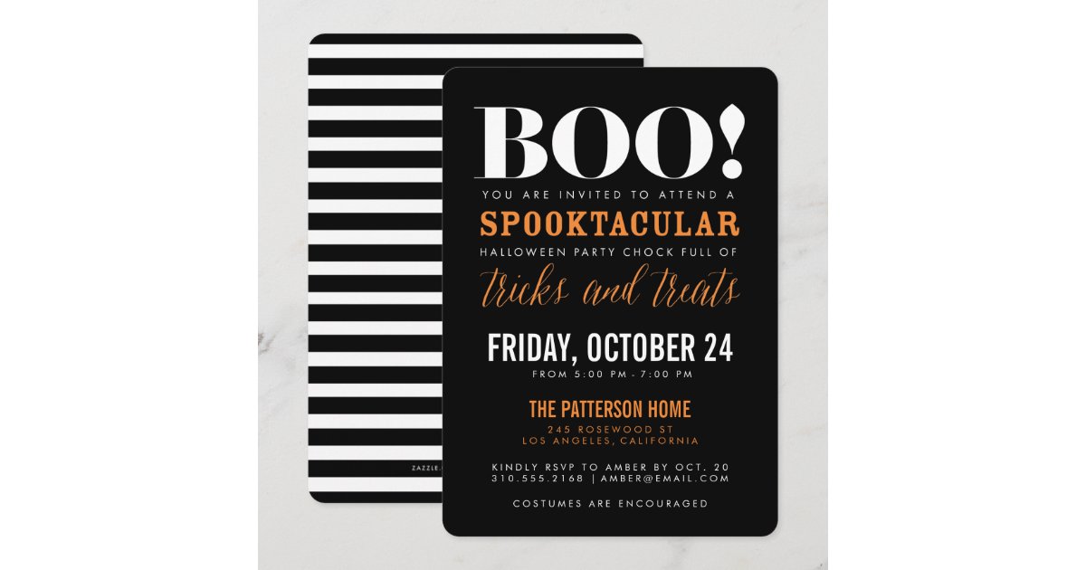 BOO | Modern Halloween Party Invitation | Zazzle