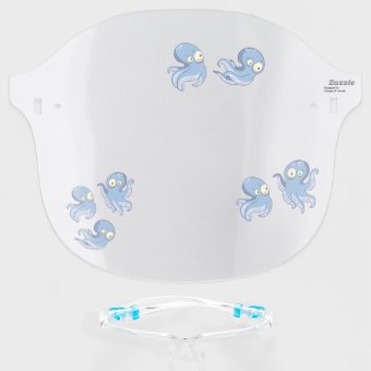 Boo Octopus Blue Kids Clothing & Décor 1 Face Shield | Zazzle
