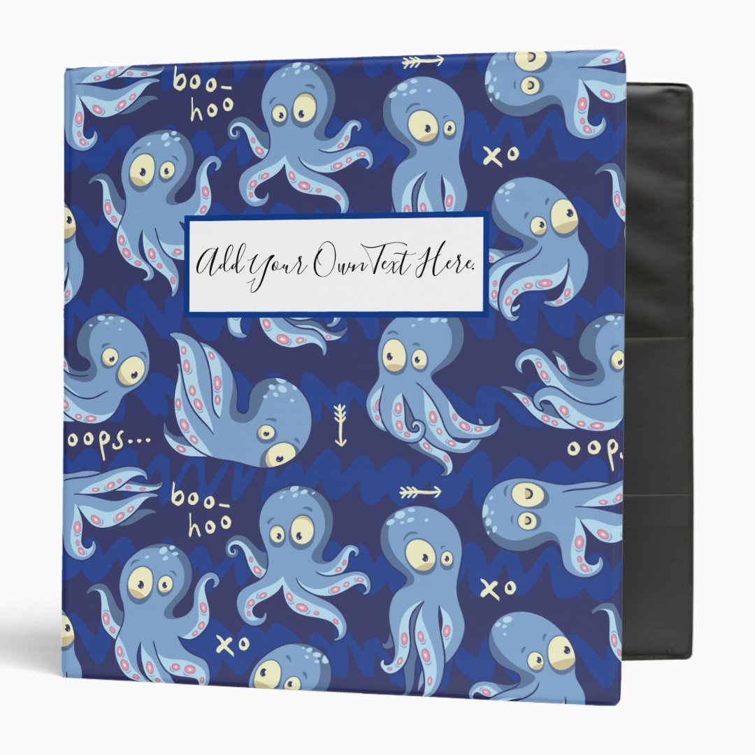 Boo Octopus Blue Kids Clothing & Décor 3 Ring Binder | Zazzle