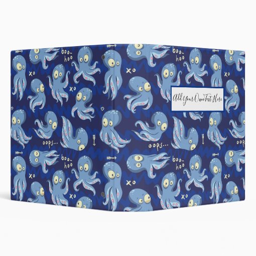 Boo Octopus Blue Kids Clothing & Décor 3 Ring Binder | Zazzle