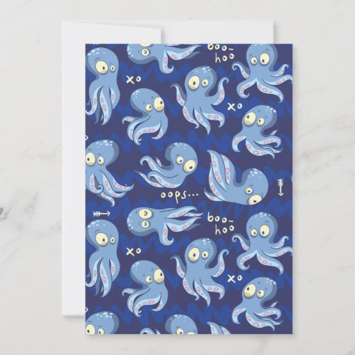 Boo Octopus Blue Retro Baby Shower Invitation | Zazzle