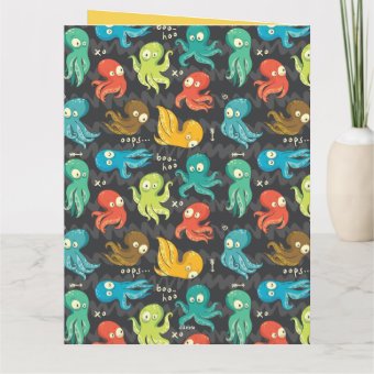 Boo Octopus Cute Multicolor Kids Birthday Card | Zazzle