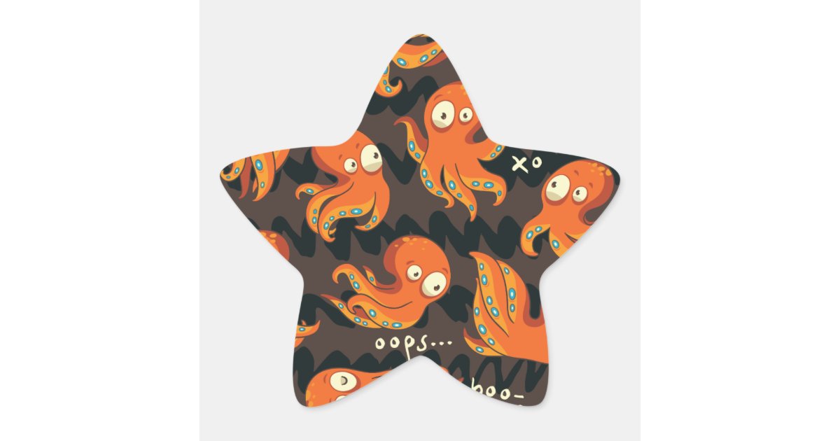 Boo Octopus Orange & Black Kids Clothing & Décor Star Sticker | Zazzle