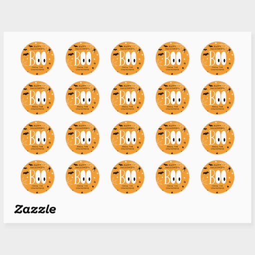 Boo Orange Happy Halloween Classic Round Sticker | Zazzle