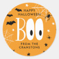 Boo Orange Happy Halloween Classic Round Sticker | Zazzle