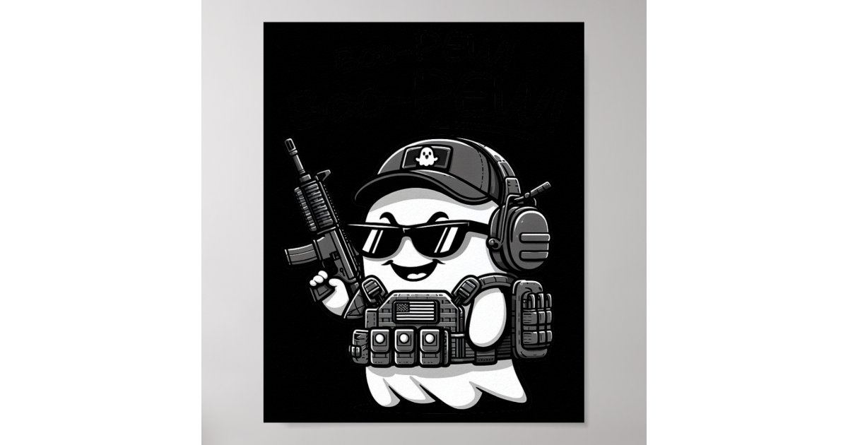 Boo Pew Tactical Ghost Costume Gun Lover Halloween Poster | Zazzle