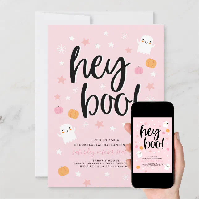 Boo! Pink Halloween Birthday Invitation | Zazzle