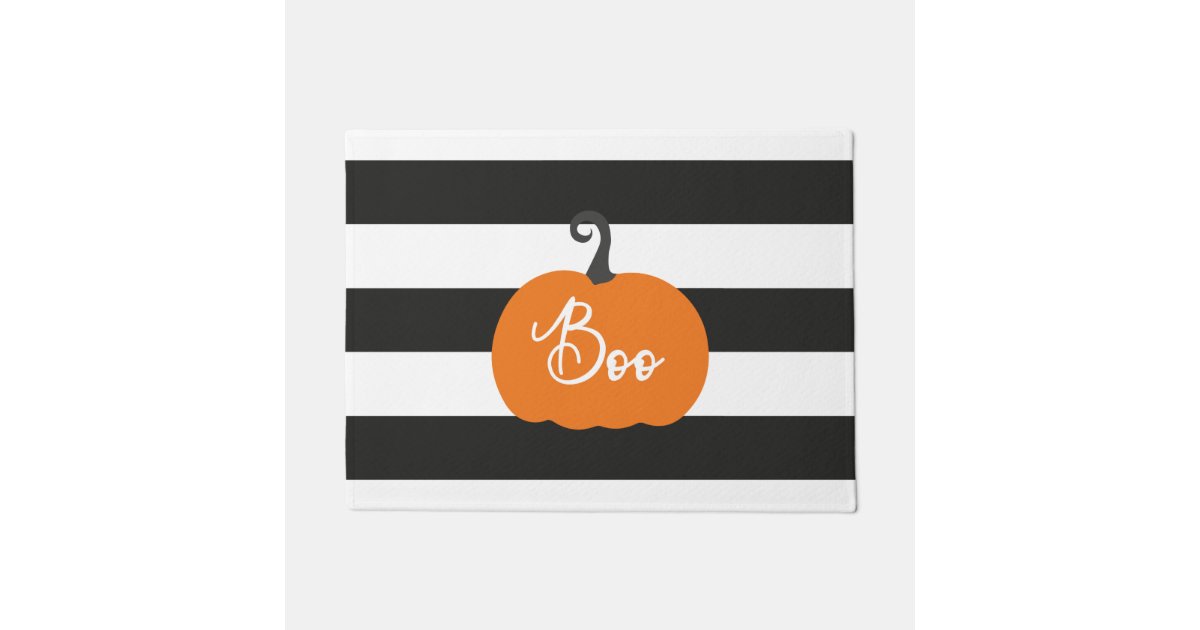 "Boo" Pumpkin Halloween Doormat | Zazzle