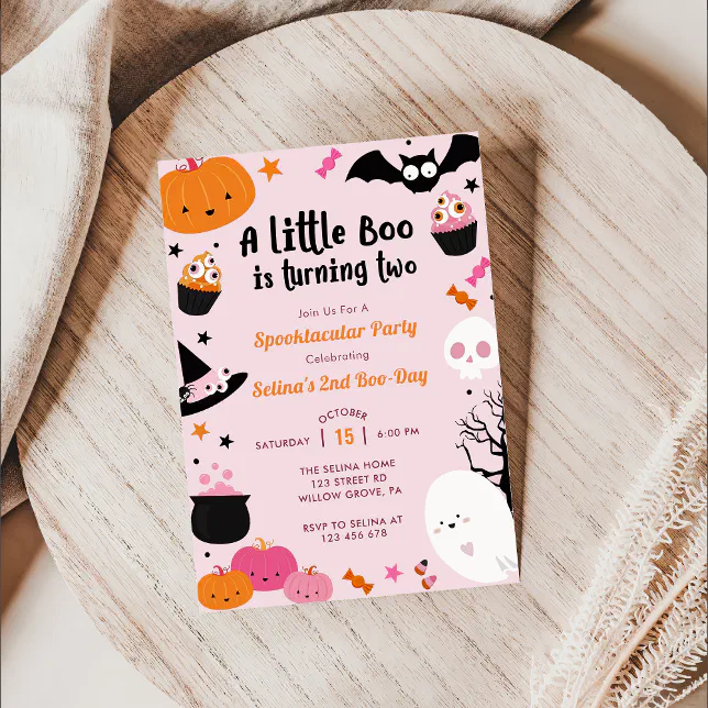 Boo Second Birthday Our Little Boo Is Turning Two Invitation | Zazzle