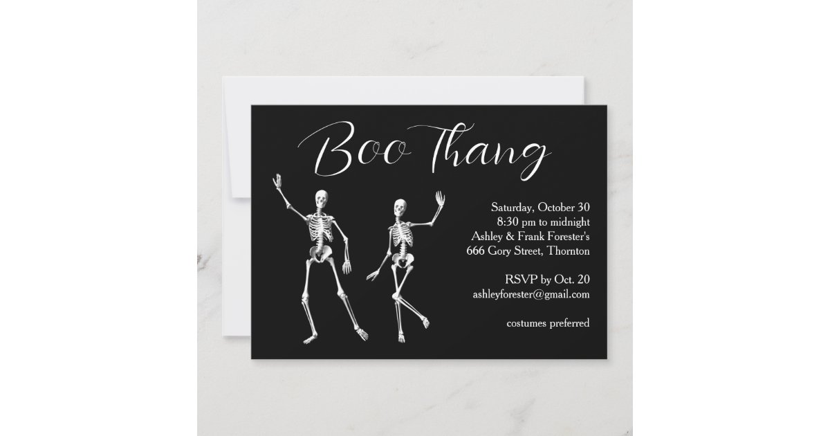 Boo Thang Dancing Skeletons Halloween Party Invitation | Zazzle