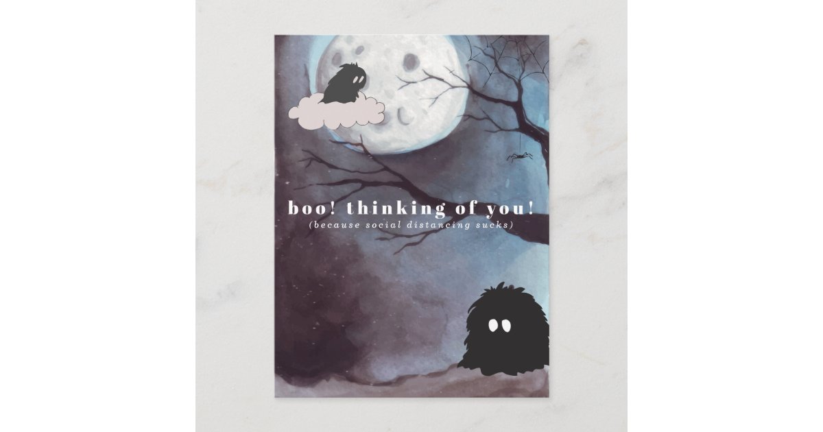 Boo! Thinking of You | Cute Halloween Postcard | Zazzle