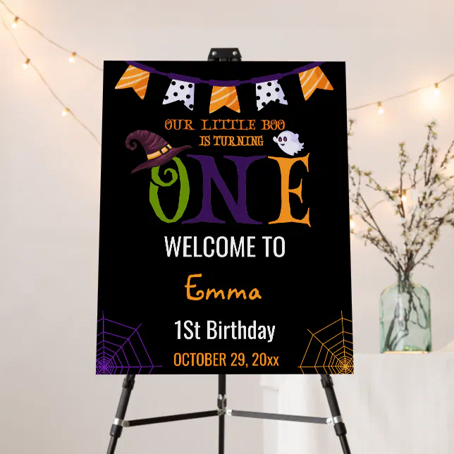 Boo Turning One Halloween 1st Birthday Welcome Foam Board | Zazzle