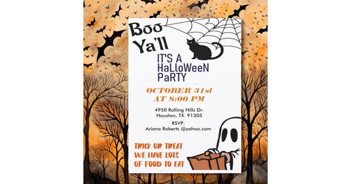 Boo Y'All Cute Kid's Halloween Party Invitation | Zazzle