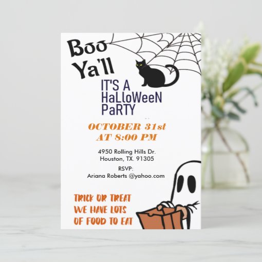 Boo Y'All Cute Kid's Halloween Party Invitation | Zazzle