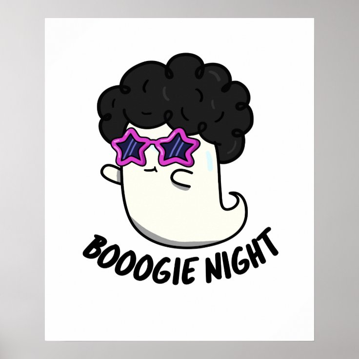 Boogie Night Funny Halloween Disco Ghost Pun Poster | Zazzle
