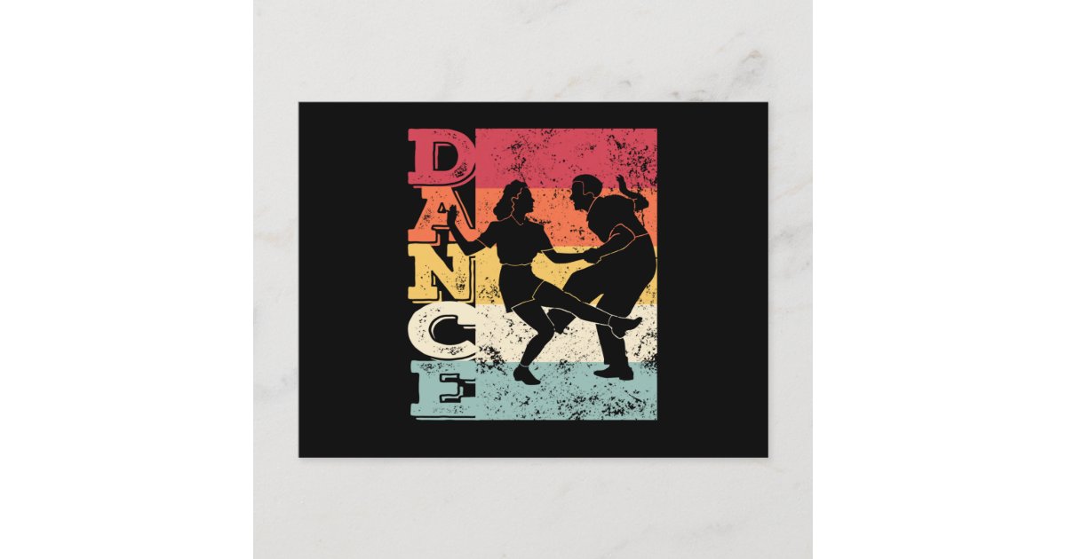 Boogie Woogie Swing Dancing Retro Colors Vintage Postcard | Zazzle