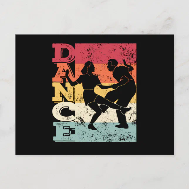 Boogie Woogie Swing Dancing Retro Colors Vintage Postcard | Zazzle