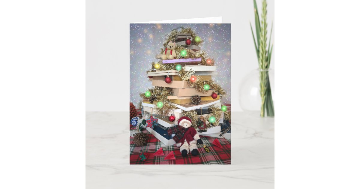 Book Christmas Tree Holiday Card | Zazzle