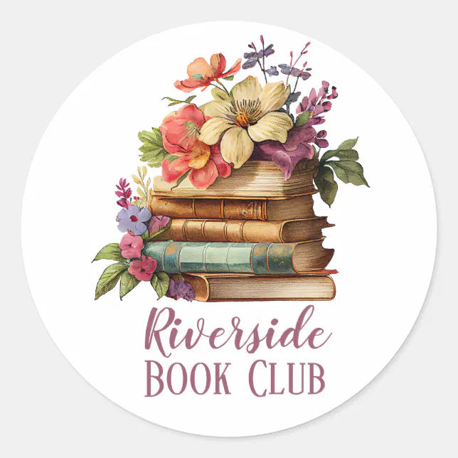 Book Club Custom Name Classic Round Sticker | Zazzle