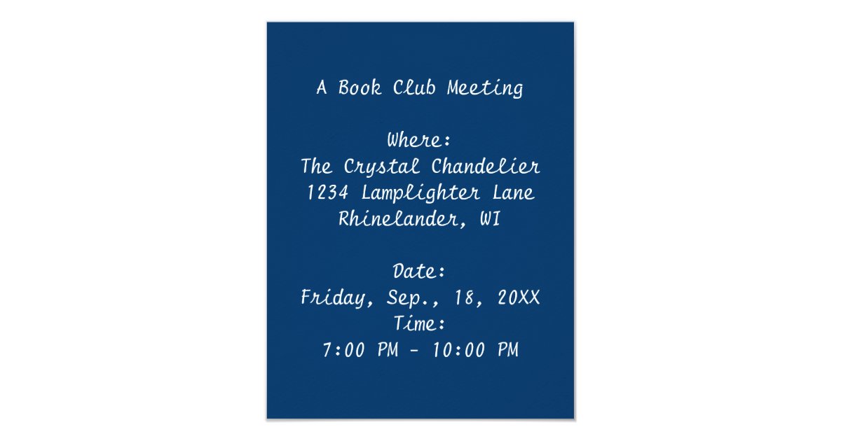 BOOK CLUB Meeting Announcements Invitations | Zazzle.com