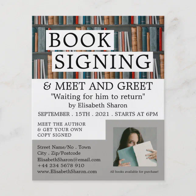 Book Display, Writers Book Signing Advertising Flyer | Zazzle