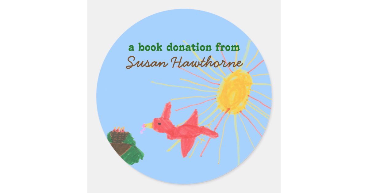 Book donation sticker - bird | Zazzle