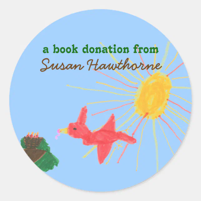 Book donation sticker - bird | Zazzle