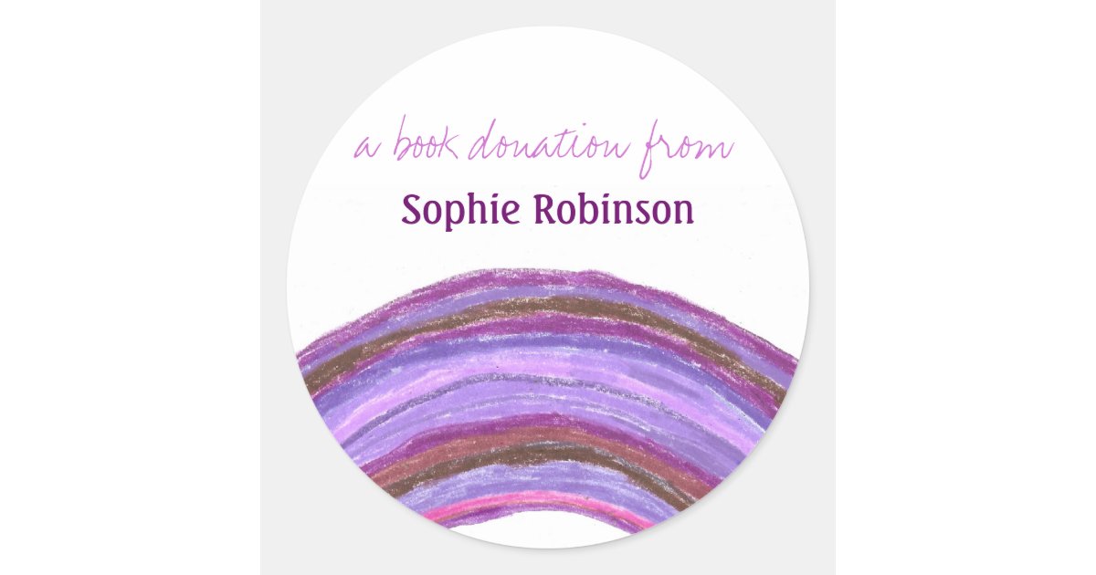 Book donation sticker -rainbow | Zazzle