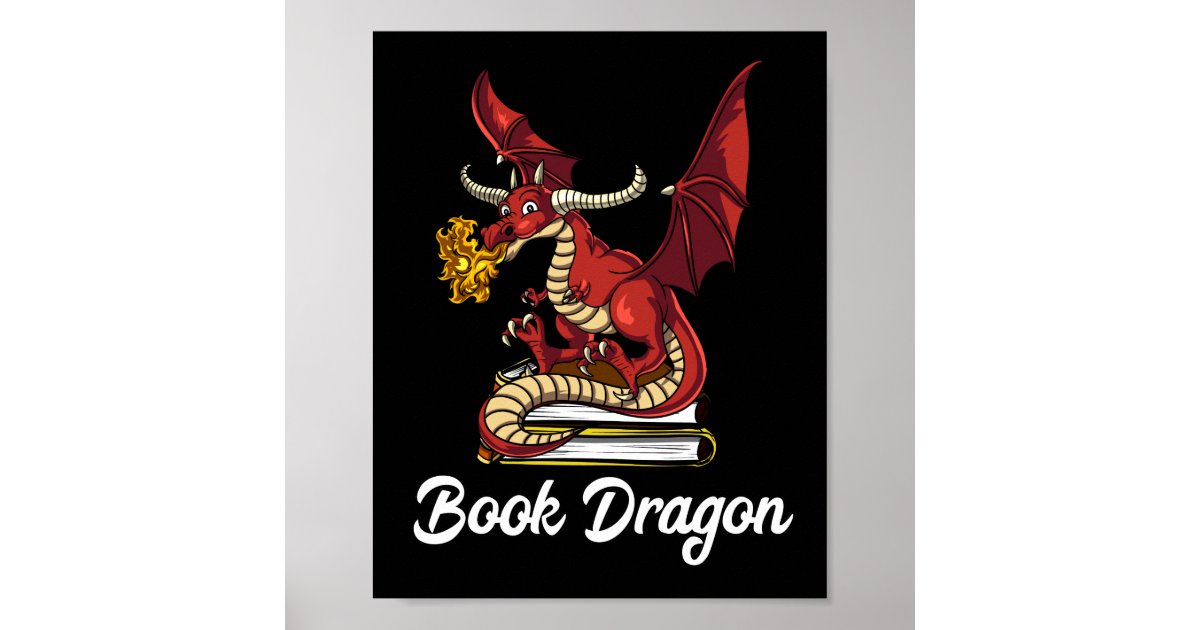 Book Dragon Literature Reading Geek Nerd Poster | Zazzle
