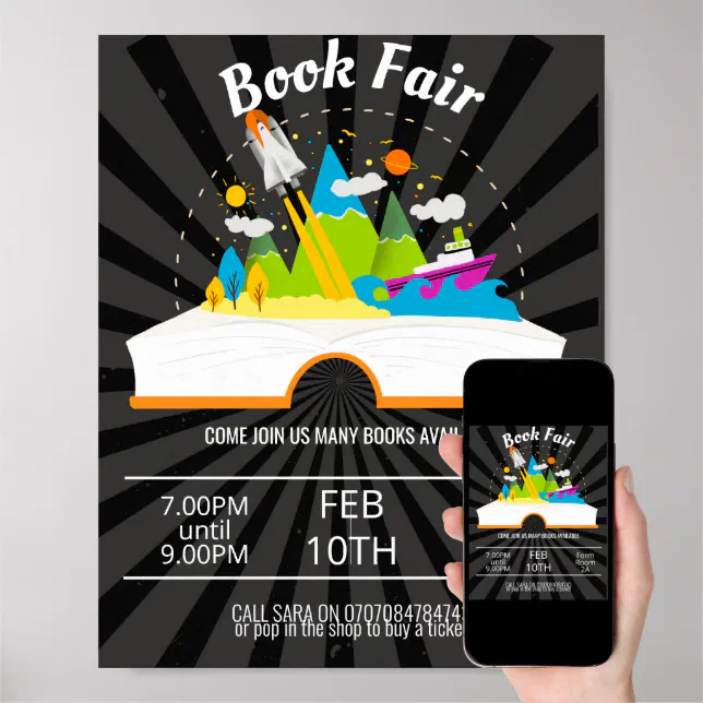 BOOK FAIR fundraiser flyer Poster | Zazzle