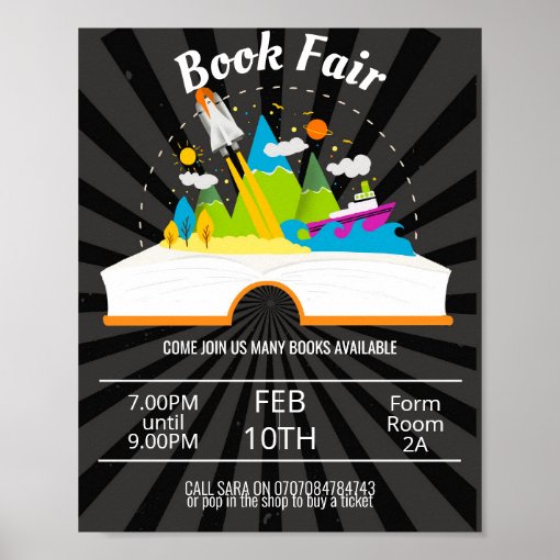 BOOK FAIR fundraiser flyer Poster | Zazzle