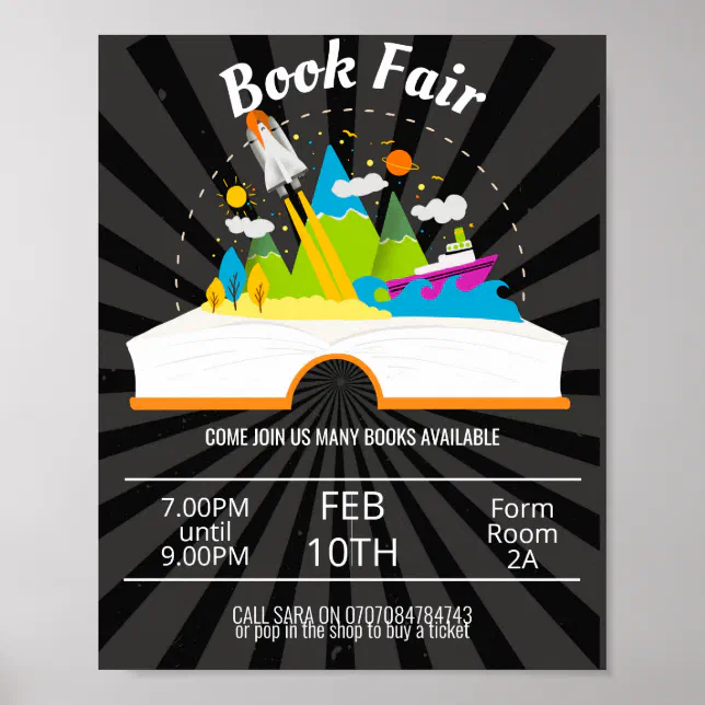 BOOK FAIR fundraiser flyer Poster | Zazzle