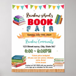 Book Fair school event template Poster | Zazzle