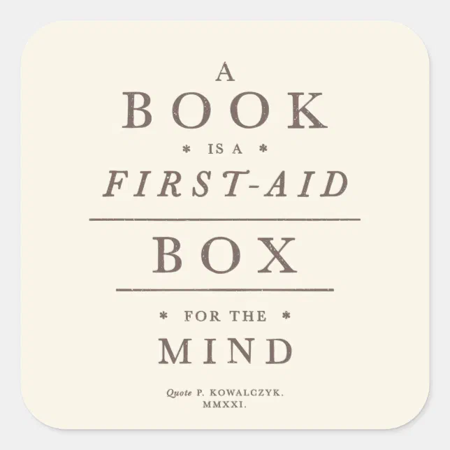 Book First-Aid Box Vintage Quote Square Sticker | Zazzle