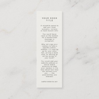 Book Launch Author Promotional Mini Bookmark Card | Zazzle
