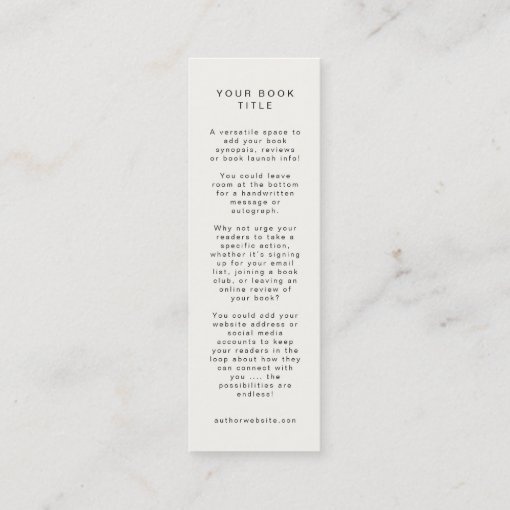 Book Launch Author Promotional Mini Bookmark Card | Zazzle