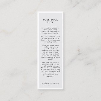 Book Launch Author Promotional Mini Bookmark Card | Zazzle