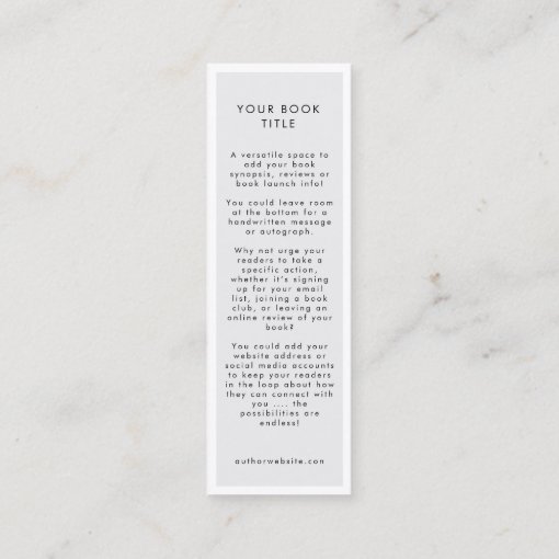 Book Launch Author Promotional Mini Bookmark Card | Zazzle